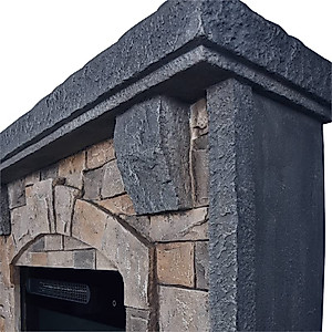 LIVILAND 45-Inch Freestanding Electric Fireplace with Faux Stone Mantel - Gray