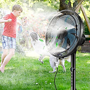 Fan Misting Kit, Outdoor Fan Misters for Cooling, Misting Fans for Outside, 19.6FT Misting Line + 5 Brass Nozzles Misters Connects to Outdoor Fan