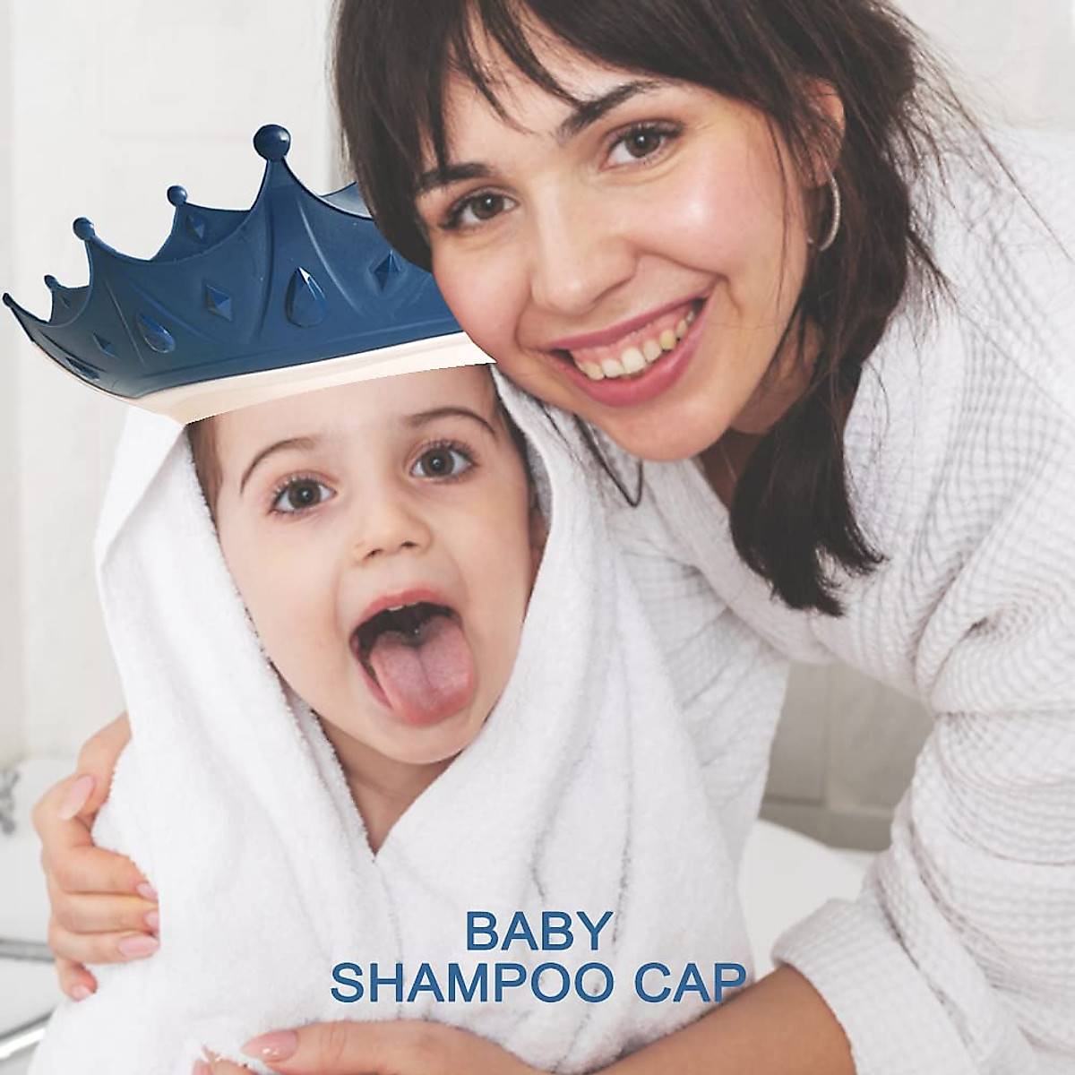 Baby Shower Cap Shield, Adjustable Silicone Shampoo Bath Cap Visor Cap Shower Cap for Kids Toddlers Infants Hair Washing Protect Eye Ear Bath 2 Pack (Blue+Pink)