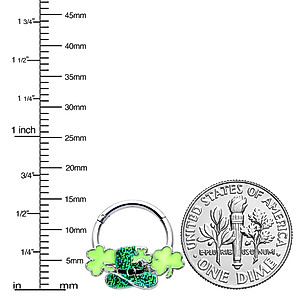 Body Candy 16G Steel Hinged Segment Ring Seamless Cartilage Nipple Ring Glitter Top Hat Shamrock Nose Hoop 3/8"