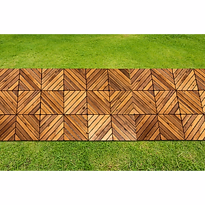 YAMAZING 12”x12” Solid Wood Interlocking Flooring Tiles (Pack of 9), Acacia Hardwood Deck Tiles,Floor Tiles for Both Indoor & Outdoor Use, Waterproof All Weather