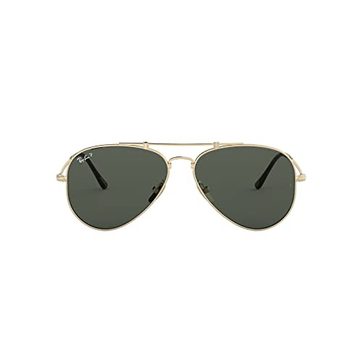 Ray-Ban RB8125M Titanium Aviator Sunglasses, Gold Demigloss/Polarized G-15 Green, 58 mm