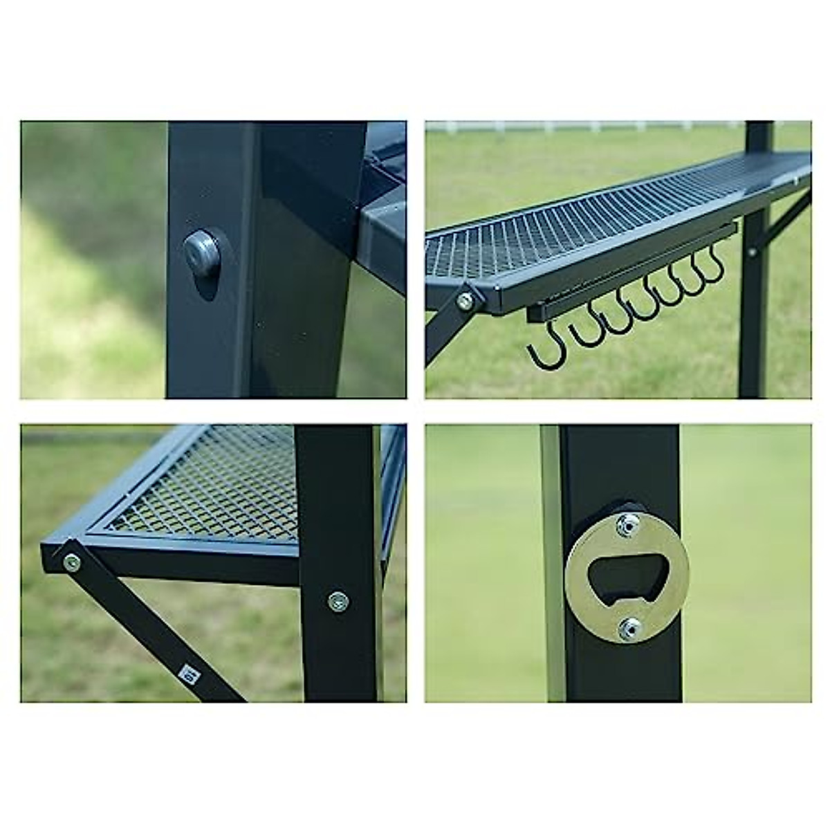 Grezone Outdoor Grill Gazebo Tent Barbeque Grill Canopy for Outdoor Patio Backyard Grill Shelter Hardtop BBQ Black / L93 x W62 x H98 Inch