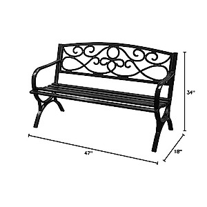 ABBLE 4 Ft. Steel Frame Outdoor Patio Garden Bench 2-Person Loveseats Outdoor Furniture Park Bench
