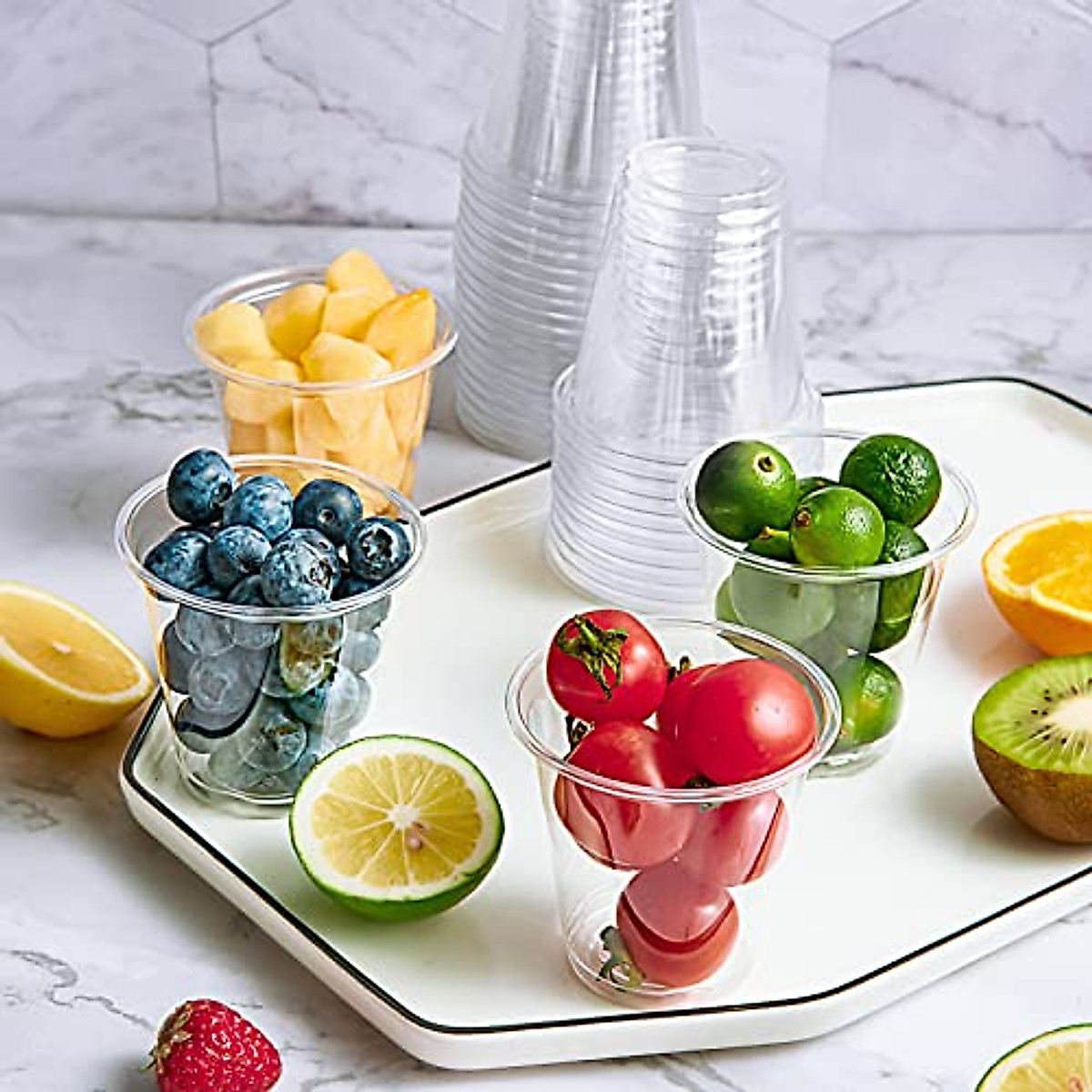 Lilymicky [300 Pack] 5 oz Clear Plastic Cups, Disposable Plastic Shot Glasses, 5 Ounce Plastic Party Drinking Cups for Gatherings, Carnival, and any Events