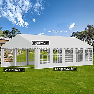 YITAHOME 16x32FT Party Tent Heavy Duty PVC Wedding Event Shelters White Upgraded Galvanized Ripple Canopy with Large Roof Removable Sidewalls & 3 Storage Bags 600D Oxford Commercial