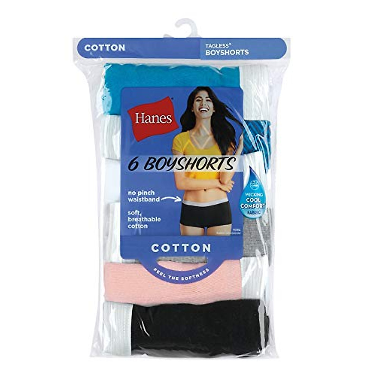 Hanes Women's Sporty Boyshort Panty - 6 - Assorted (6 Pack)