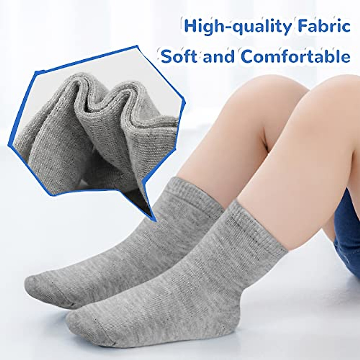 BOOPH 12 Pairs Boy Girl Athletic Crew Socks Toddler Sport Socks 4-6 Years Multi1