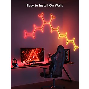 Govee Glide Y Lights, RGBIC LED Gaming Lights for Wall, Smart Wi-Fi Game Lights with Music Sync, DIY and Timer Feature, Gaming Room Lights, LED Lights for Gaming Setup, Wall Lights 7 Pack