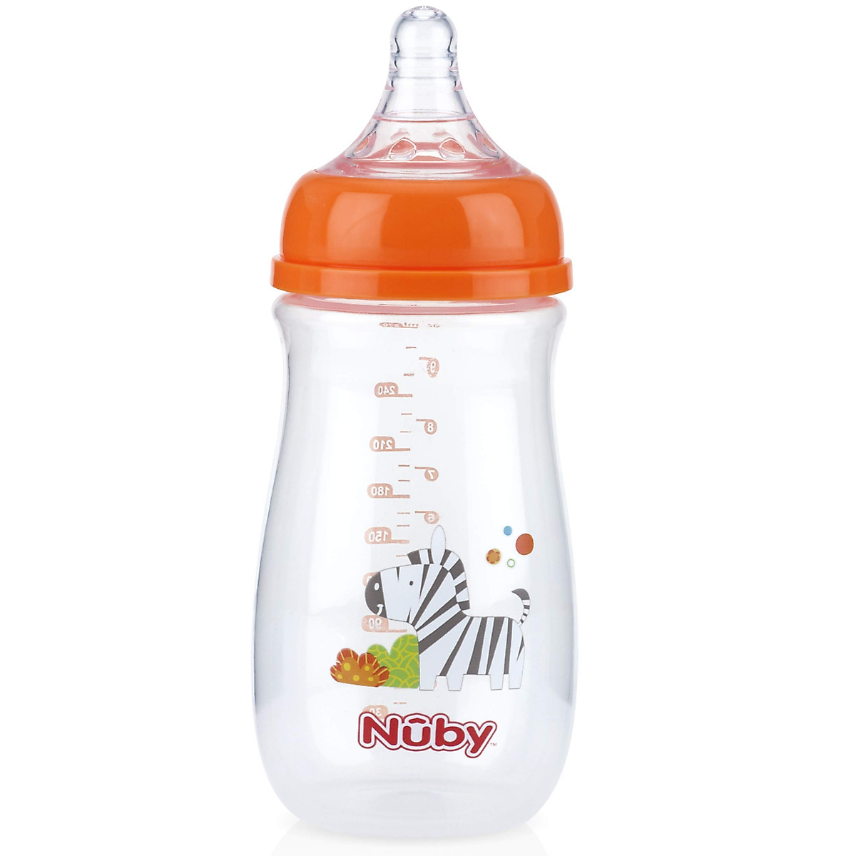 Nuby Wide Neck Bottle with Anti-Colic Air System, Colors/Prints May Vary, 1 Pack of 1 Bottle