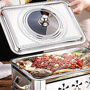 Cabilock Glass Dishes Griddle Cover Stainless Steel Pan Cover Lid for Chafing Dishes and Steam Table Pans Pan Lids for Food Warmer Buffet Serving Chafing Dishes with Window S Griddle Cover Metal Tray