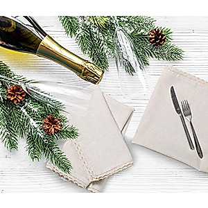 Linen Flax Lace Napkin, Cloth Napkins Lace, Napkins Cloth Washable, Cloth Napkins Set of 12, Flax Linen Napkins, Napkins Cloth, Natural Cloth Napkin, Lace Dinner Napkins - 18x18 Inch - Natural