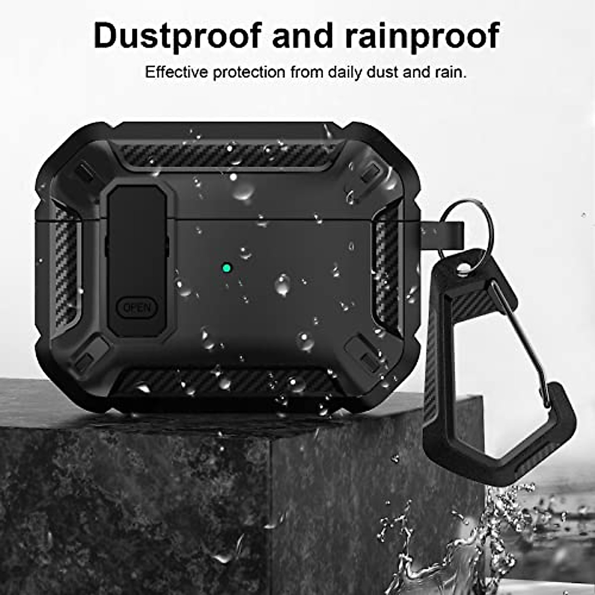 leChivée for Airpods Pro Case Cover with Lock, Air Pod Pro Case Full-Body Rugged Shockproof Airpod Pro Hard Case Protective Cover with Keychain Compatible with AirPods Pro Charging Case for Men Women