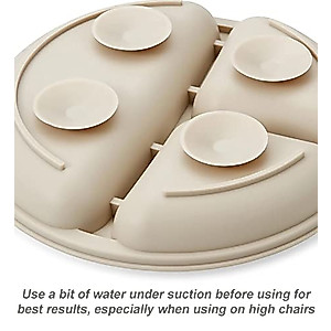 PandaEar Silicone Baby Feeding Set| 2 Pack Silicone Divided Suction Plate and 2 Pack Tiny Cup with 2 Spoons 2 Forks| Baby Led Weaning Supplies Self Feeding Eating Utensils (Light Tan/Walnut)