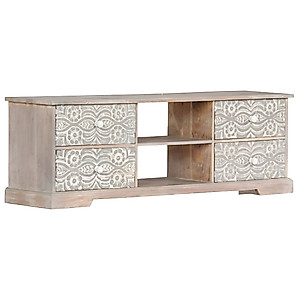 vidaXL TV Stand, TV Unit for Living Room Bedroom, Sideboard with Drawer, TV Console Media Unit Cupboard Entertainment Center, Solid Acacia Wood