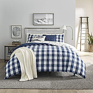 Eddie Bauer - Queen Comforter Set, Reversible Cotton Bedding with Matching Shams, Stylish Plaid Home Decor (Lakehouse Blue, Queen)