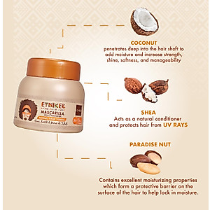 ETNIKER Deep Conditioning Mask for Afro-Curly, Wavy hair | Detangle, Soften & Moisturize | Coconut Oil, Shea Butter, Monoi Oil | Free from Salt, Sulfates, Parabens by Lmar | 10.5oz"