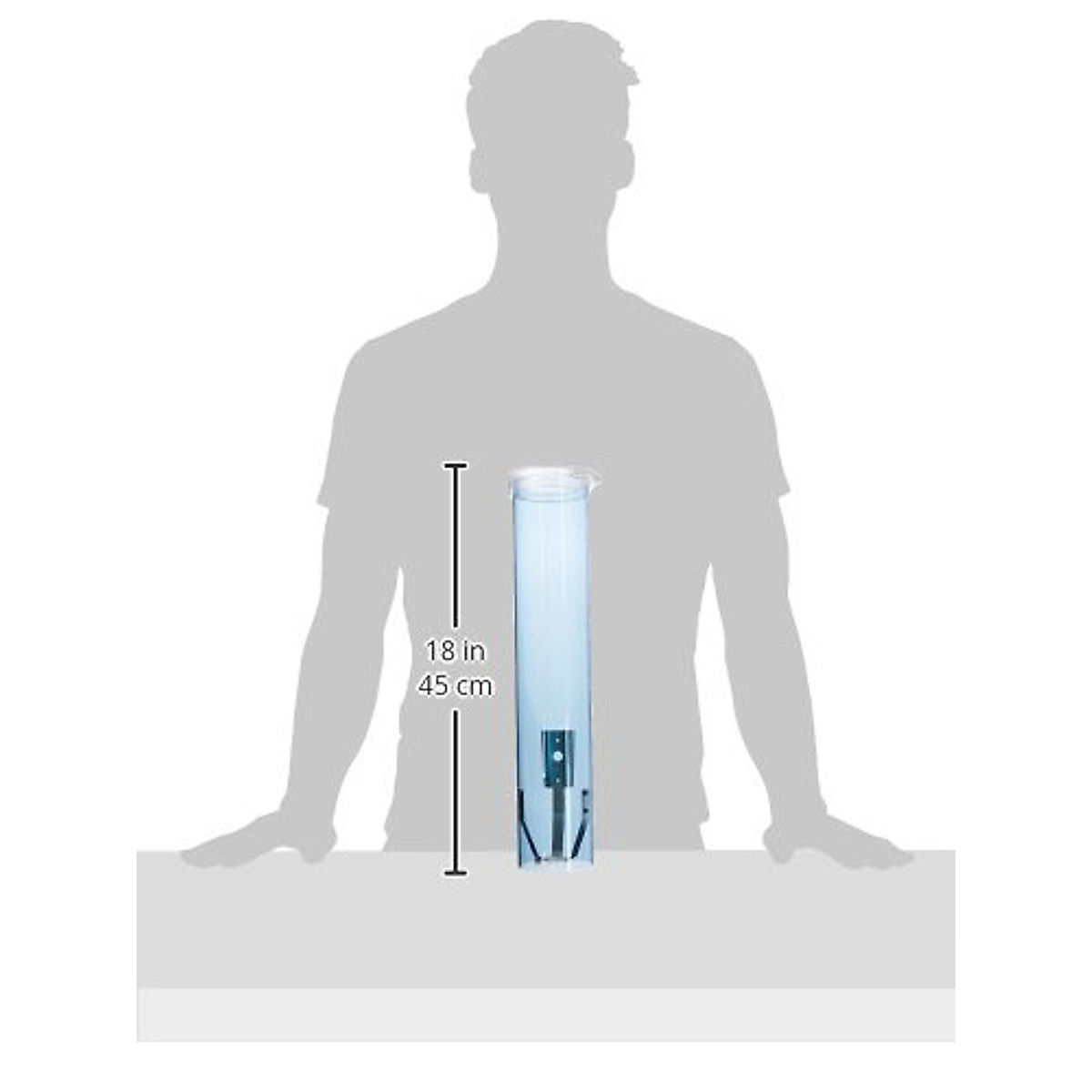 San Jamar Small Pull-Type Cup Dispenser Fits 3-4.5 Oz Cone Cups, 3-5 Oz Flat Cups with Flip Caps for Restaurants, Dining Halls, and Fast Food, Plastic, 16 Inches, Blue