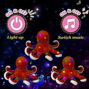 Glow Guards Musical Light up Octopus Stuffed Ocean Life LED Soft Plush Toy with Night Lights Lullaby Glow in The Dark Christmas Birthday Gifts for Toddler Kids