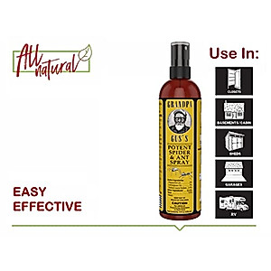 Grandpa Gus's GSS-8-BAG-1 Potent Spider & Ant Spray, All-Natural Water-Based Peppermint and Lemongrass Oil Mix, Fresh Scent, No Stains, Use In Closets, Basements/Cabin, Sheds, RV & Garages, 8oz Bottle