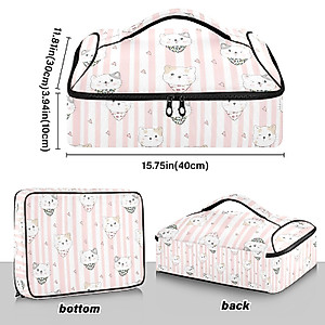 Kcldeci Insulated Thermal Food Carrier Insulated Casserole Carrier for Hot or Cold Food,Cute Cat Sweet Cartoon Insulated Tote Bag for Potluck Cookouts Parties Picnic,Lasagna Lugger