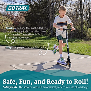 Gotrax SCOUT PRO Kids Electric Scooter, Max 6Mph and 30min Riding Time, Thumb-Throttle Control with PU luminous Front Wheels (5.0''), Ideal Kick Scooter for Kids Ages 4-7, Black