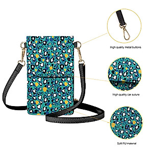 Upetstory Cherry Print Woman Phone Bag Touch Screen Crossbody Phone Purse Ladies Wallet Soft PU Leather Mini Shoulder Bag with Strap Black