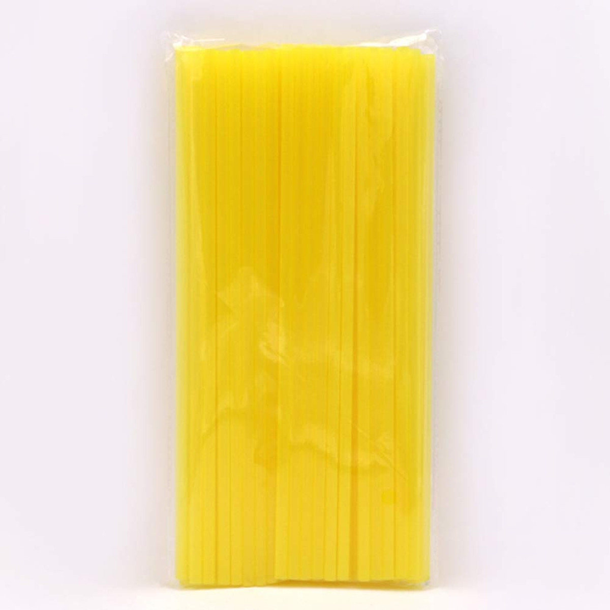DOITOOL 200 Pcs Plastic Straws Disposable Flat Mouth and Straight Drinking Straws Smoothie Drink Straws for Wedding Birthday Party Favors- 26x0.6 cm (Yellow)