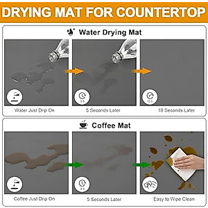 Dish Drying Mats for Kitchen Counter Coffee Mat Under Sink Mats for Kitchen Waterproof Dish Mat Drying Kitchen Mat Bar Mats for Countertop Coffee Bar Accessories (Deep Gray, 11.81"*15.75")