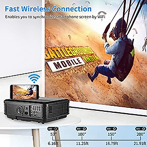 [-$145]Projector 7500Lm HD 1080P WiFi Bluetooth Projector with Android OS Support 4D Keystone/Zoom Home Theater with 200” Display/HiFi Speaker Compatible with TV Stick/HDMI/USB/iOS/Laptop/PS5/Blu-ray