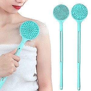 INGVY Dry Brushing Body Brush Bath Back Body Bath Shower Silicone Scrubber Brushes with Handle Exfoliating Scrub Skin Massager Exfoliation Bathroom Brush