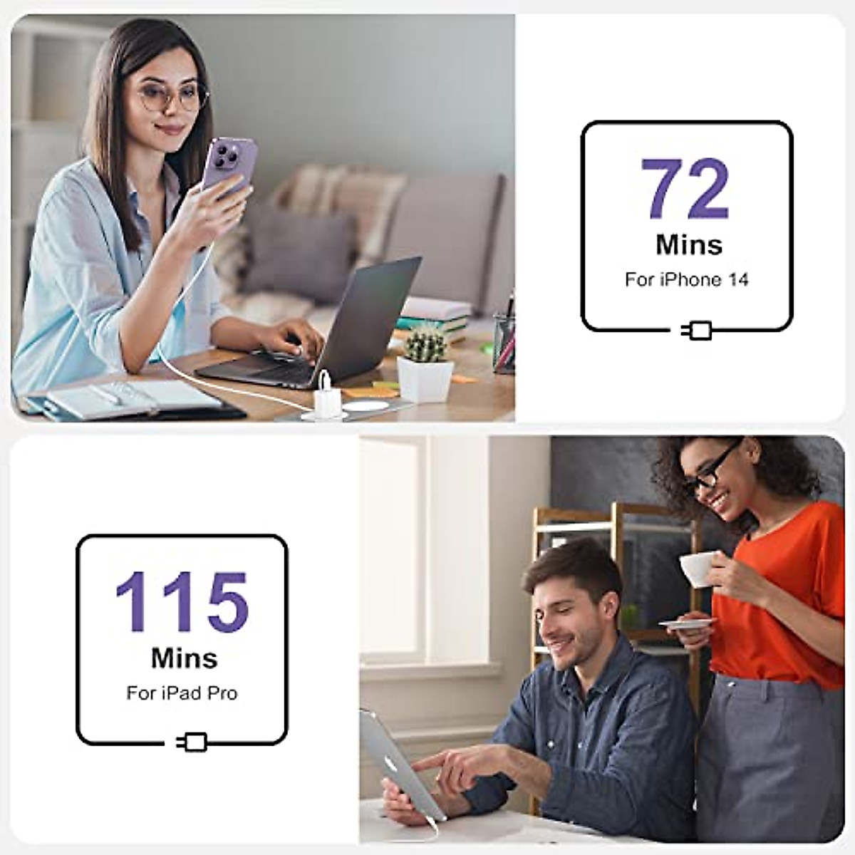 30W USB C Fast Charger, 2-Pack USB-C Power Adapter PD 3.0 GaN Wall Plug for iPhone 14/14 Pro/14 Pro Max/14 Plus/13 Pro/13 Pro Max, Galaxy, iPad Pro Mini, MacBook Air, Samsung Galaxy S22 & More