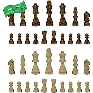 GrowUpSmart Staunton Chess Pieces with Extra Queens | Size: Small - King Height: 2.5 inch | Wood