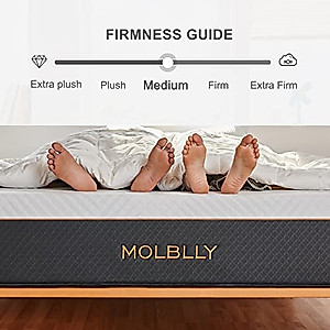 Molblly King Mattress - 12-Inch Hybrid Mattress with Individual Pocket Springs and Foam, Queen Size Bed in a Box, Breathable and Pressure-Relieving, Medium, Mattresses King Size 76"*80"*12"