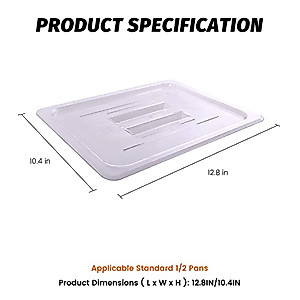 EASYROSE 6-Pcs Food Pan Lid Half Size Clear Polycarbonate Hotel Pan Cover with handle