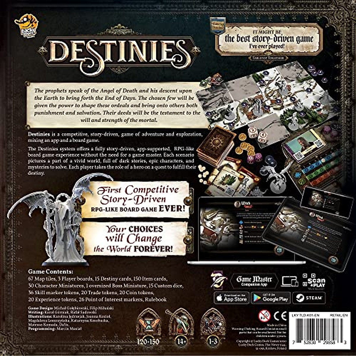 Destinies Board Game - Immersive Storytelling and Adventure for Tabletop Enthusiasts, Ages 14+, 1-3 Players, 120-150 Minute Playtime, Made by Lucky Duck Games