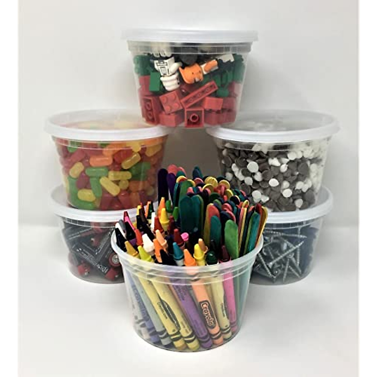 Mr. Miracle Deli Containers with Lids - 12 Pack of 16 oz Clear Airtight Reusable Plastic Food and Multi-Purpose Containers - Microwave, Freezer, and Dishwasher Safe