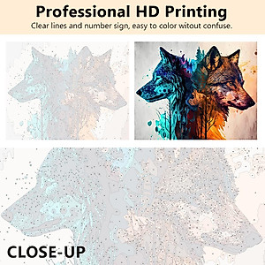 TUMOVO Paint by Numbers Wolf DIY Paint by Numbers for Adults Beginner Animals Paint by Number Kits on Canvas with Brushes and Acrylic Pigment Gift for Home Wall Decorations 16"x20"(Frameless)