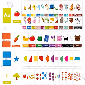 merka Toddler Flash Cards Alphabet, Double-sided Flash Cards for Toddlers 1-4 Years, Set of 64 Letters, Colors, Shapes and Numbers, Learning Toy Educational Preschool Toddler Flashcards