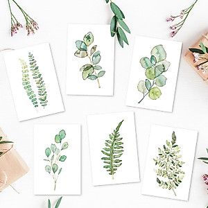 AnyDesign 36 Pack Greenery Greeting Cards Bulk Watercolor Botanical Note Cards with Envelopes Stickers Green Plant Thank You Blank Cards for Birthday Wedding Baby Shower Bridal Shower