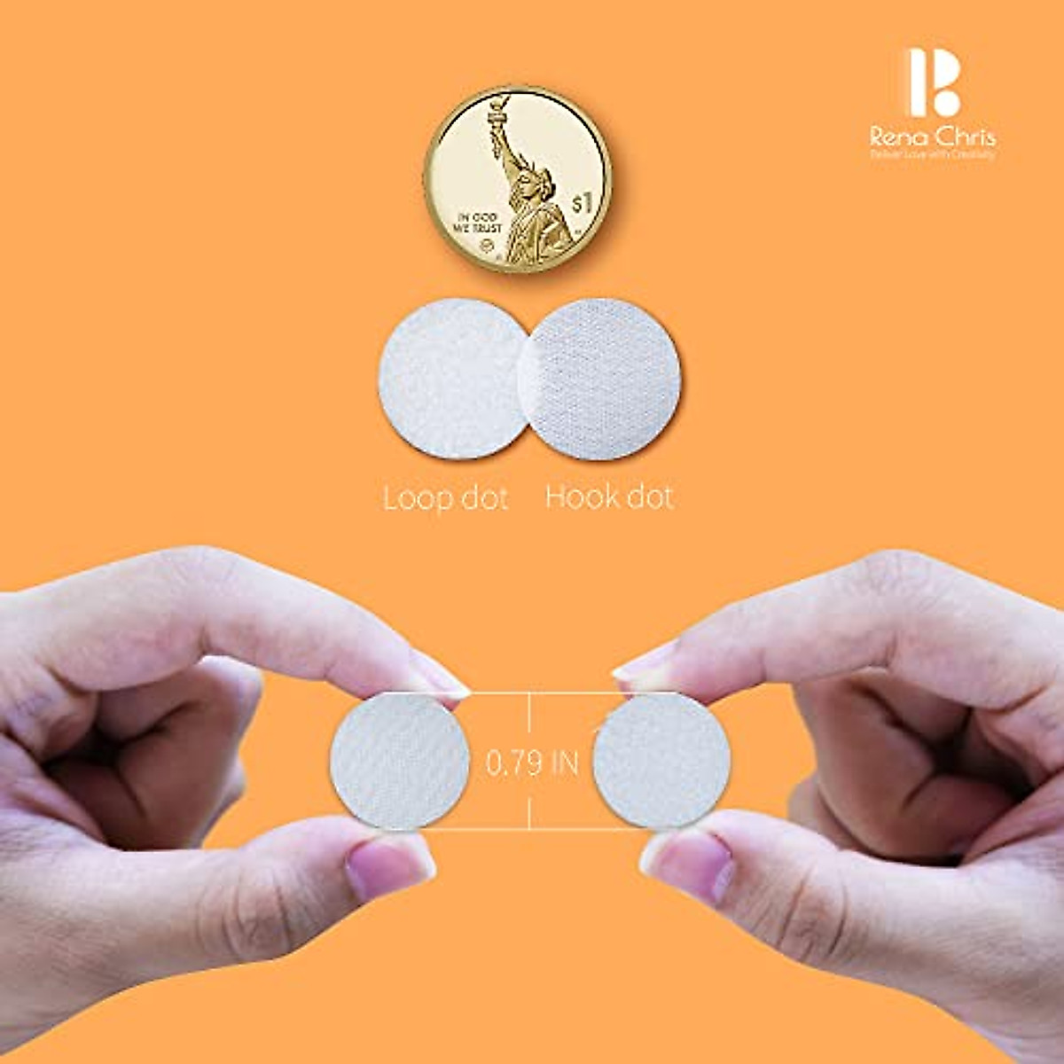 Self Adhesive Dots, Strong Adhesive 1000pcs(500 Pairs) 3/4" Diameter Sticky Back Coins Nylon Coins, Hook & Loop Dots with Waterproof Sticky Glue Coins Tapes, Very Suitable for Classroom, Office, Home