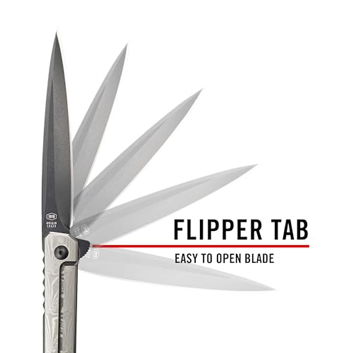 Coast Founder's Collection LX533 ORIGIN, Gentleman's EDC Folding Pocketknife, DAMASCUS Stainless-Steel Handle, Flipper Tab, Frame Lock, Pocket Clip, Black Nitride Stainless-Steel Blade