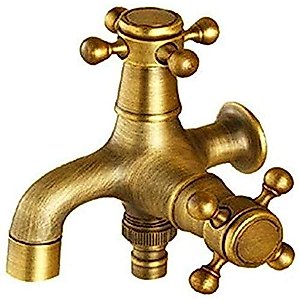 NZDY Faucet Brass G1/2 Corner Water Valve Washing Hine. Double Drains Mixer Brass Solid Finish