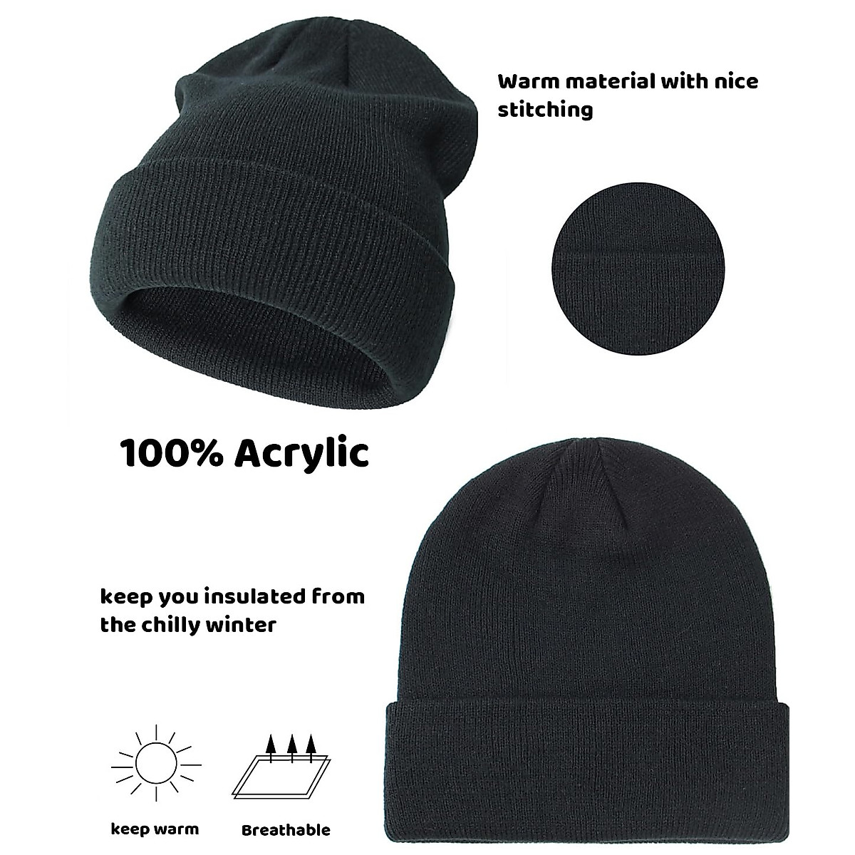 Urban Virgin 4 Packs Toddler Girls Winter Hats Infant Boys Beanie Soft Baby Caps Beanies Kids Knit Winter Hats 4Packs A-Darkgrey S(3Months-2T)