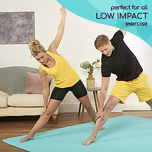 Large Yoga Mat 8'x6'x8mm Extra Thick, Durable, Non-Slip & Odorless Barefoot Exercise and Premium Fitness Home Gym Flooring Mat by ActiveGear - Light Blue