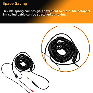 Richer-R Replacement Spring Coil Cable for Sennheiser HD25/ 560/540/ 480/430 Headphones Earphones