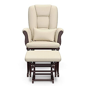 Storkcraft Tuscany Custom Glider and Ottoman with Free Lumbar Pillow, Espresso/Beige