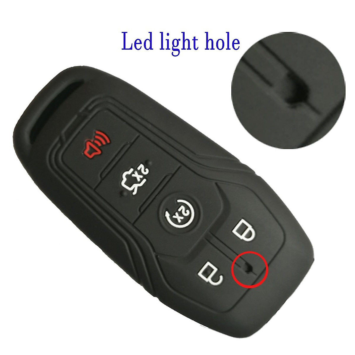 Qty(2) Alegender 5 Buttons Rubber Smart Key Cover Jacket Glove Holder for Ford Fusion Explorer F-150 Mustang Lincoln MKZ MKC Fob Remote