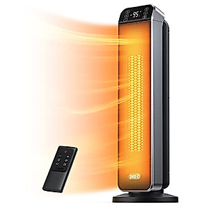 Dreo Space Heater, 24" 11ft/s Fast Quiet Heating Portable Electric Heater with Remote, 3 Modes, Overheating & Tip-Over Protection, Oscillating Ceramic Heater for Bedroom, Office, and Indoor Use, Black