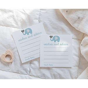 Blue Elephant Advice Cards, 25 Pack - Fun Baby Shower Game, Best Wishes Graduation Congratulations New Parents Advice Guest Book Alternative Birthday Time Capsule Cute Party Ideas